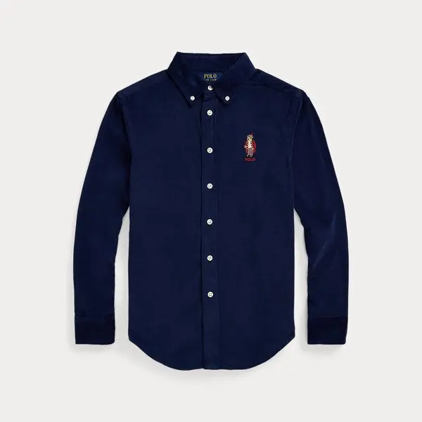 Ralph Lauren Polo Bear Cotton Corduroy Shirt In Newport Navy - 49